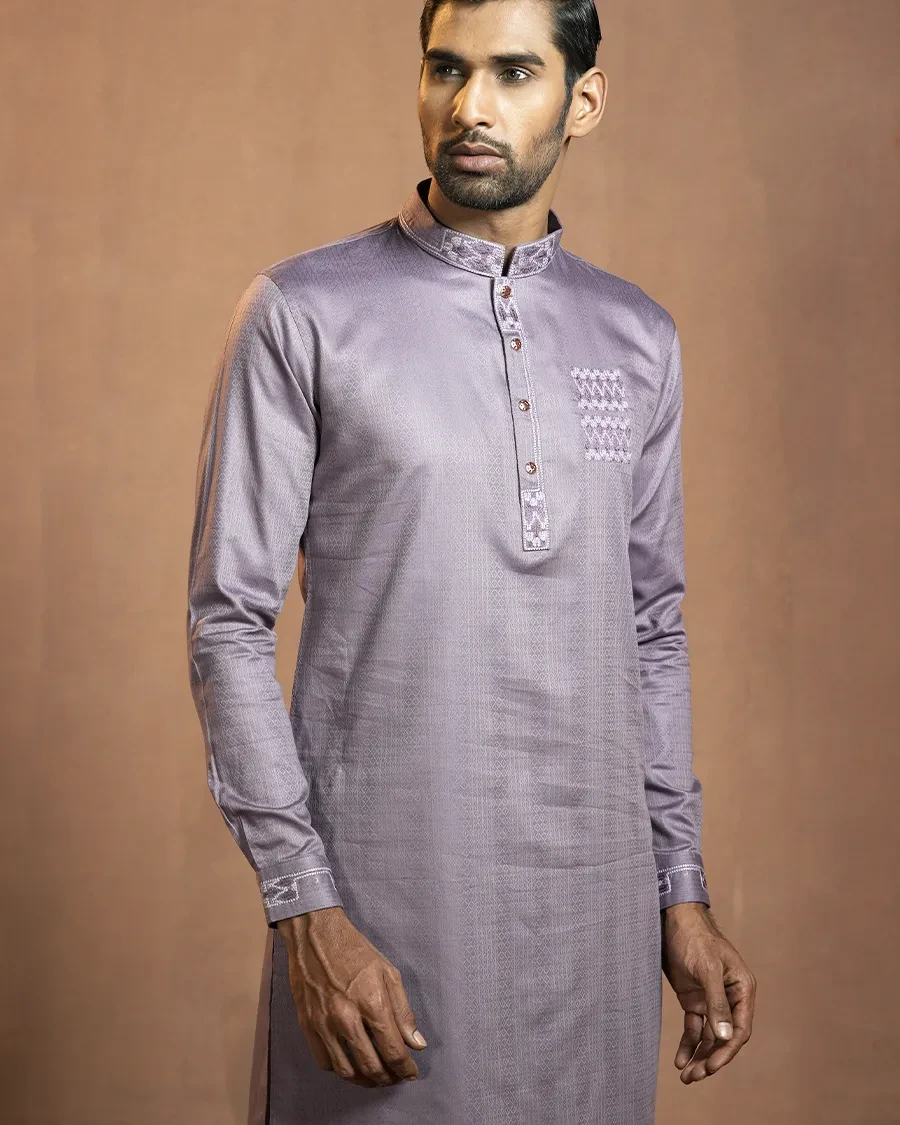 Premium Handcuff Style Jacquard Panjabi – 100% Cotton with Elegant Embroidery